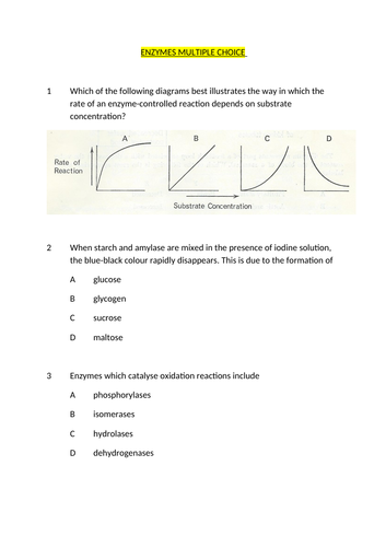 Enzymes Questions with Answers (A Level) | Teaching Resources