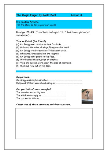The Magic Finger by Roald Dahl. A resource for EAL / ESL learners ...