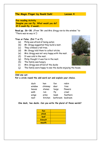 The Magic Finger by Roald Dahl. A resource for EAL / ESL learners ...