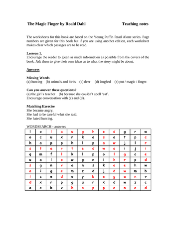 The Magic Finger by Roald Dahl. A resource for EAL / ESL learners ...