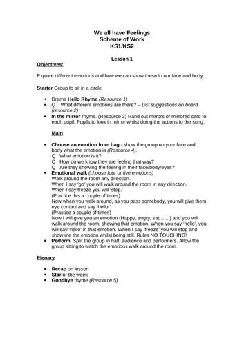 Drama Lessons exploring Emotions includes Resources KS1 KS2 & SEN ...