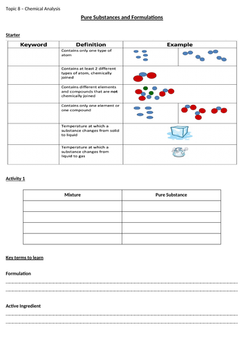 AQA Trilogy Chemical Analysis - Pure Substances and Formulations ...