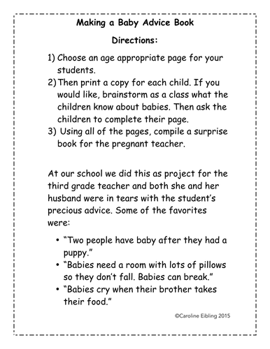 Baby Advice Book from Students | Teaching Resources