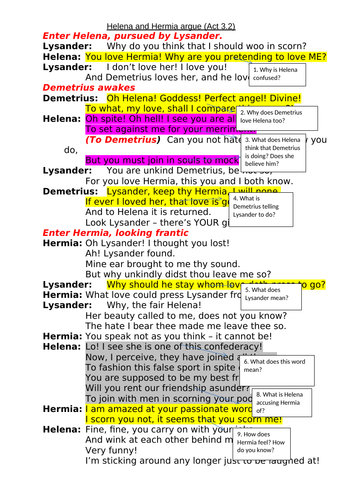 Midsummer Nights dream extract analysis | Teaching Resources