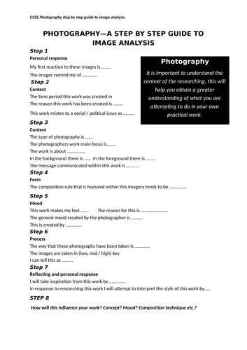 GCSE Photography research and analysis resource | Teaching Resources