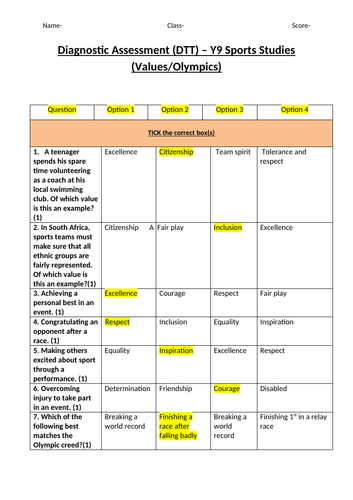 OCR Sports Science & Sports Studies Multiple Choice ASSESSMENTS ...