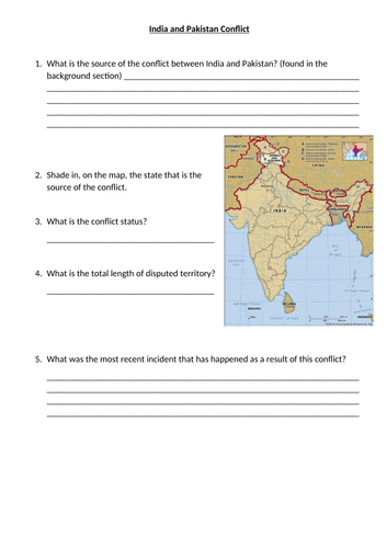 India's Conflict with Pakistan | Teaching Resources