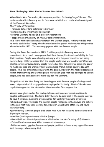 Hitler - Leadership | Teaching Resources