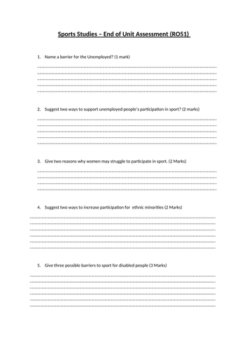 OCR Sports Studies R051- Contemporary Issues in Sport. LO1 - (FULL ...