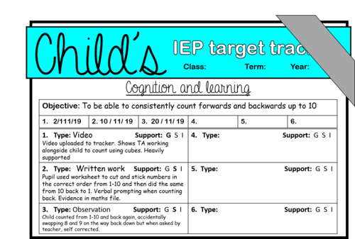 Editable IEP target tracker | Teaching Resources