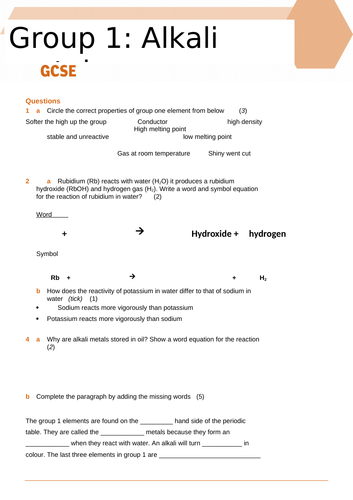 The Elements of Group 1 | Teaching Resources