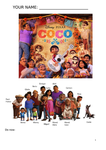 Project on the movie "Coco". | Teaching Resources