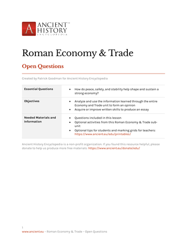 Roman Economy and Trade | Teaching Resources