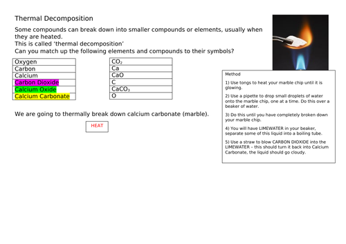 Thermal Decomposition (low ability) | Teaching Resources