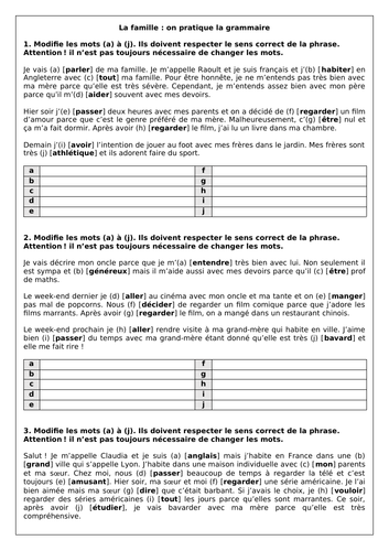 French Family: Ma famille - Relationships & descriptions (5 Worksheets ...