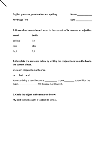 Grammar / SPAG / GPS Practice SATs Test Paper for KS2 & Year 6 ...