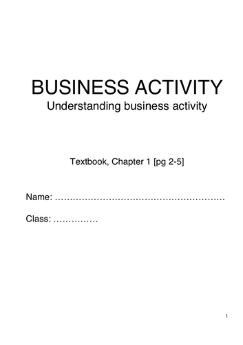 Understanding Business Activity Worksheet | Teaching Resources