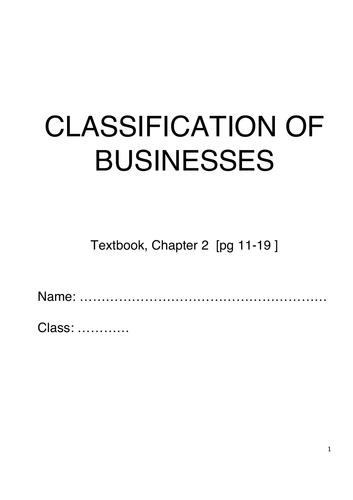 Classification of Businesses | Teaching Resources