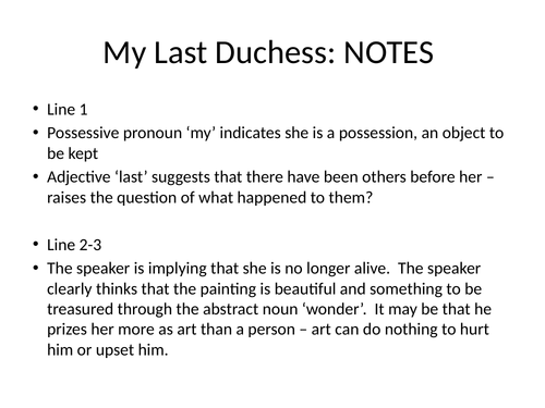 My Last Duchess - Lesson and Resources | Teaching Resources