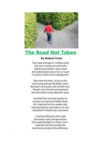 The Road Not Taken: poetry appreciation and writing | Teaching Resources