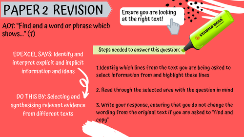 EDEXCEL Paper 1 and 2 English Language Revision | Teaching Resources