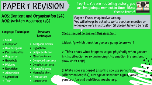 EDEXCEL Paper 1 and 2 English Language Revision | Teaching Resources