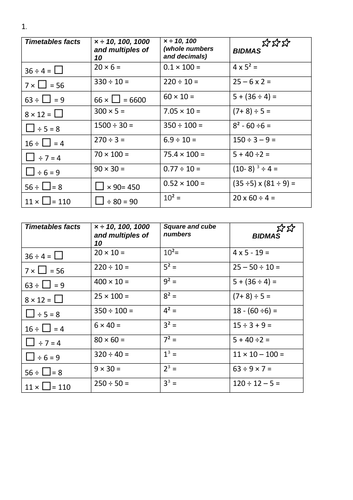 Mental Maths/ arithmetic | Teaching Resources