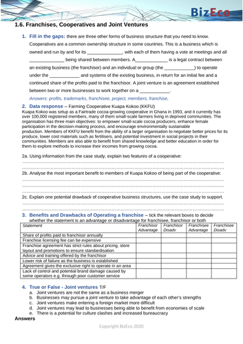 Unit 1 - Franchises, Cooperatives and Joint Ventures - CIE AS Business ...