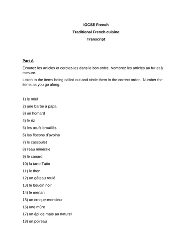 IGCSE French: Food and drink (Part 9): Traditional French cuisines ...
