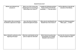 Macbeth Revision Grids | Teaching Resources