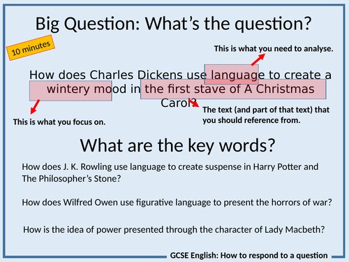 How to respond to a question - KS3/4 ENGLISH | Teaching Resources