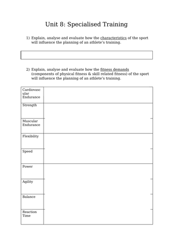 Unit 8: Specialised Fitness Training (Sport - Full Unit inc. PowerPoint ...