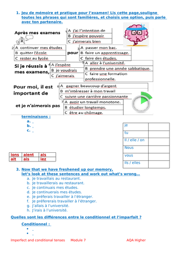 imperfect and conditional | Teaching Resources