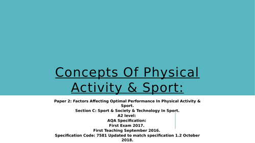 AQA A Level PE [A2 - 7582] - Concepts Of Physical Activity & Sport ...