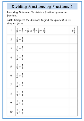 Fractions - Division | Teaching Resources