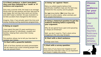 Year 7 Speeches Writing an effective opening | Teaching Resources