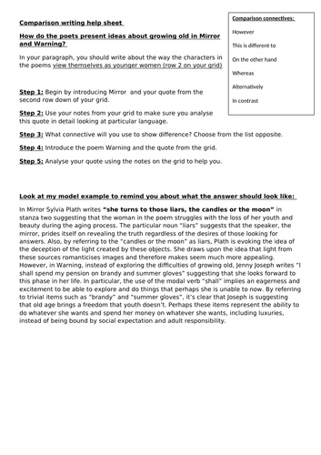 Year 9 Poetry Warning Jenny Joseph | Teaching Resources