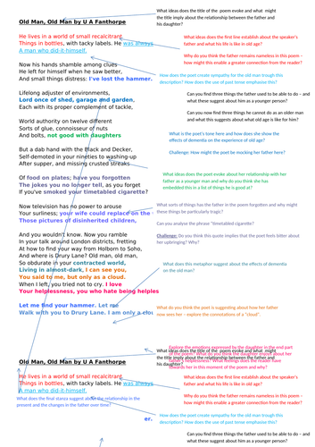Year 9 Poetry Old Man Old Man by U A Fanthorpe | Teaching Resources