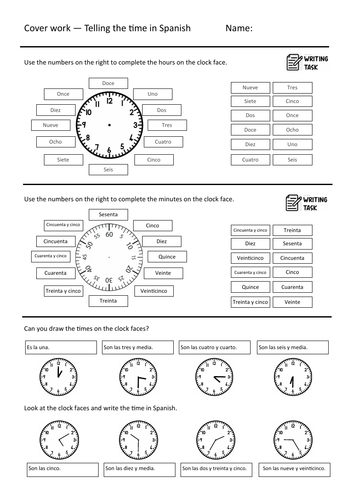 Spanish cover work / cover lesson - Telling the time | Teaching Resources