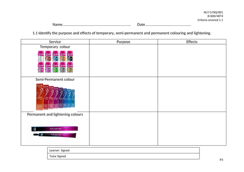 Colour hair using temporary colour ocnwm | Teaching Resources