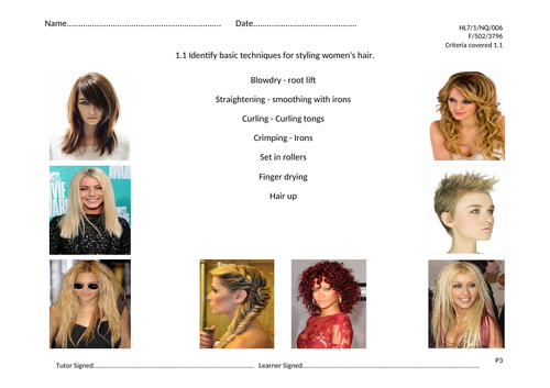Styling women's hair | Teaching Resources