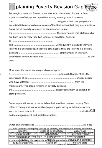 GCSE or A-level Sociology - Social Stratification Revision Gap Fill ...