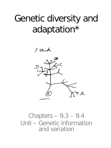 GENETIC DIVERSITY& ADAPTATION AQALEVELBIO 3.4.4 SPEC REF | Teaching ...