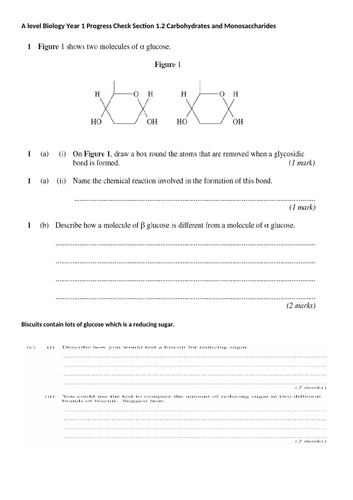 BIOLOGICAL MOLECULES REVISION PACK NOTES/AQA QUESTIONS/KEYWORDS ...