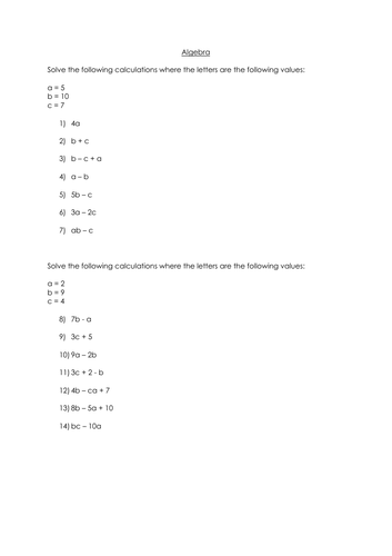 Year 6 Algebra Unit of Work | Teaching Resources