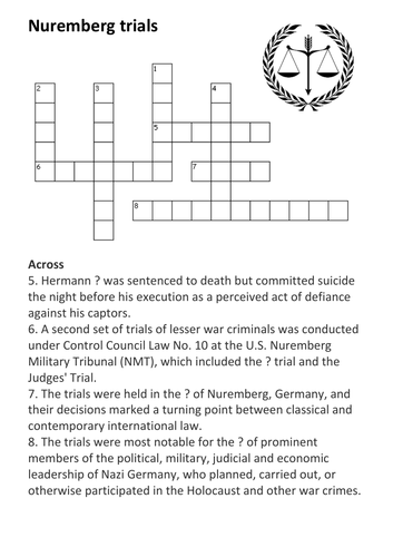 The Nuremberg trials crossword | Teaching Resources