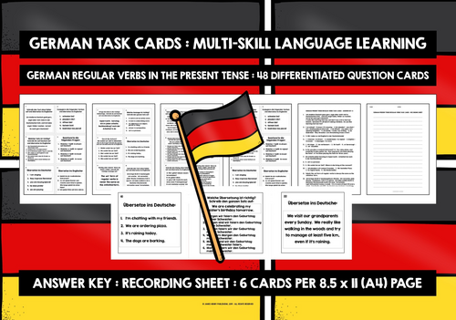 GERMAN REGULAR VERBS PRESENT TENSE CHALLENGE CARDS | Teaching Resources