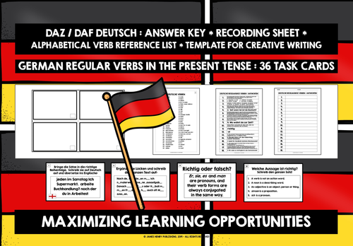 GERMAN REGULAR VERBS PRESENT TENSE CHALLENGE CARDS | Teaching Resources
