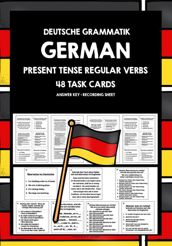 GERMAN REGULAR VERBS PRESENT TENSE CHALLENGE CARDS | Teaching Resources