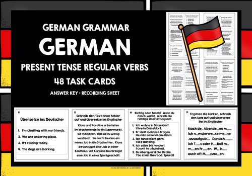 GERMAN REGULAR VERBS PRESENT TENSE CHALLENGE CARDS | Teaching Resources